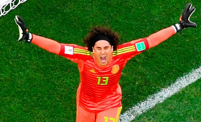 Mexican Goalkeeper Guillermo Ochoa after a save - Players Bio