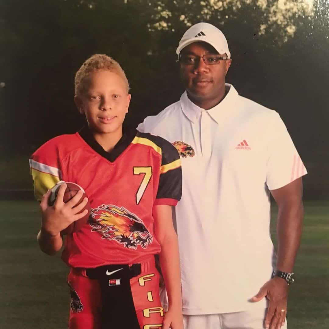 Spencer Rattler at his young age with his father. - Players Bio