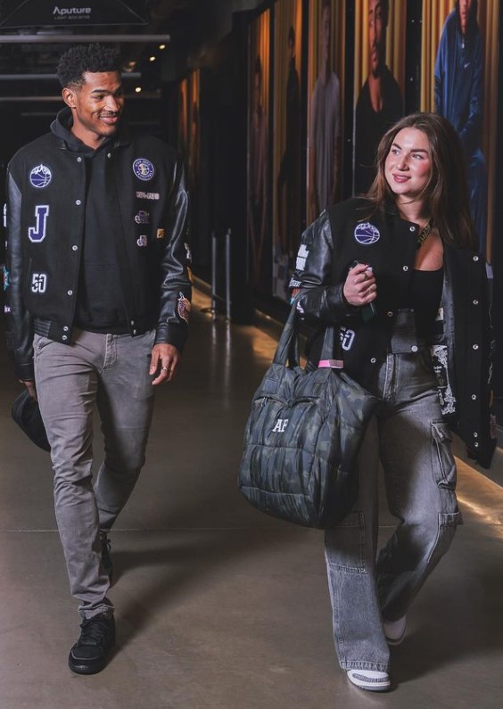 Ochai Agbaji and girlfriend Avery Brandmeyer in matching outfits ...