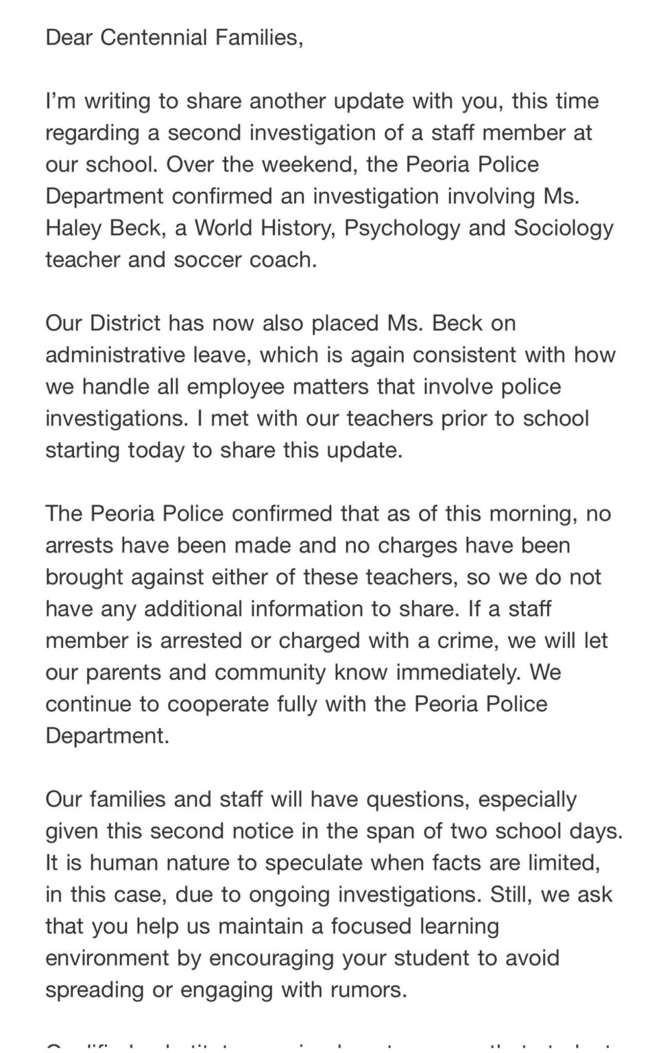 Peoria Centennial HS Teacher and Former Soccer Star Haley Beck Placed ...