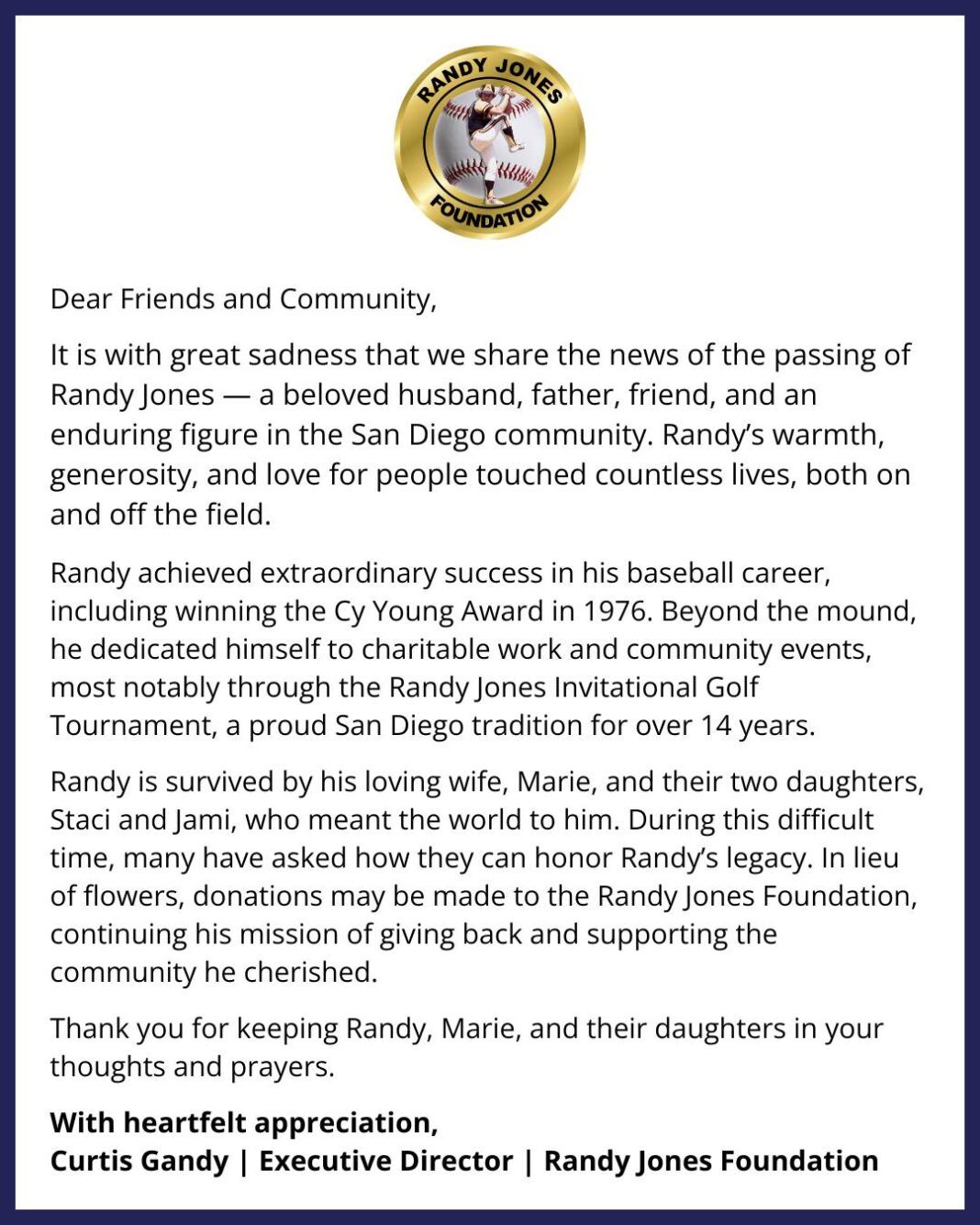 Padres legend Randy Jones, 1976 Cy Young winner and beloved sinkerball ...